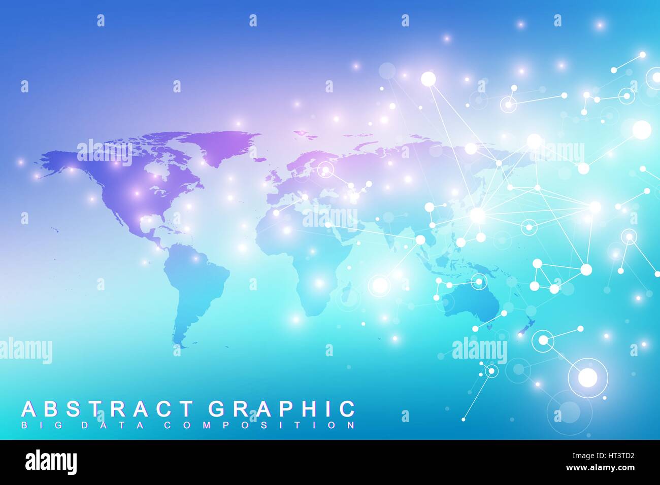 World map with global technology networking concept. Digital data ...