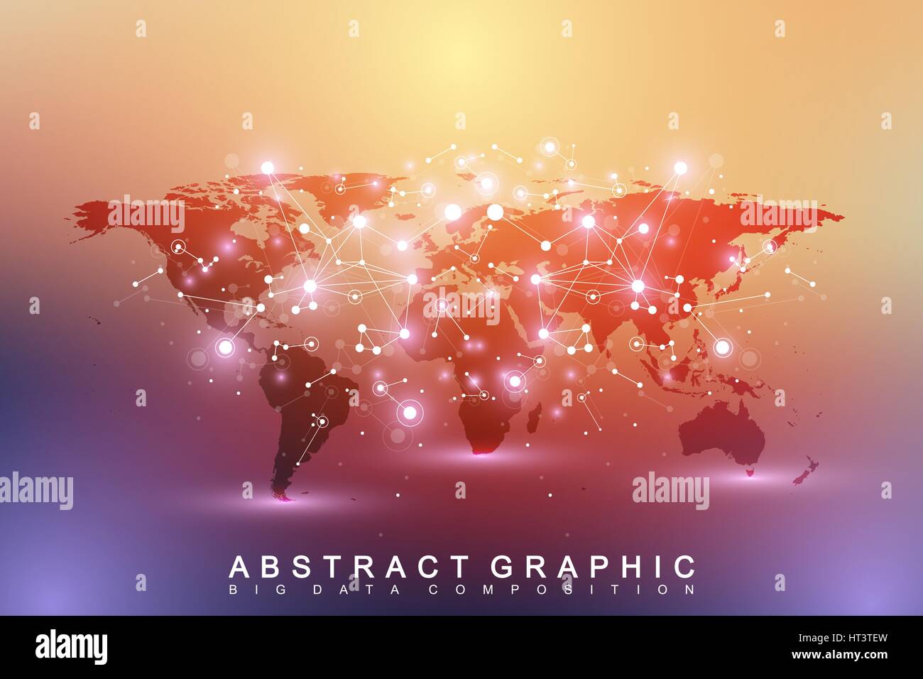 Political World Map with global technology networking concept. Digital ...