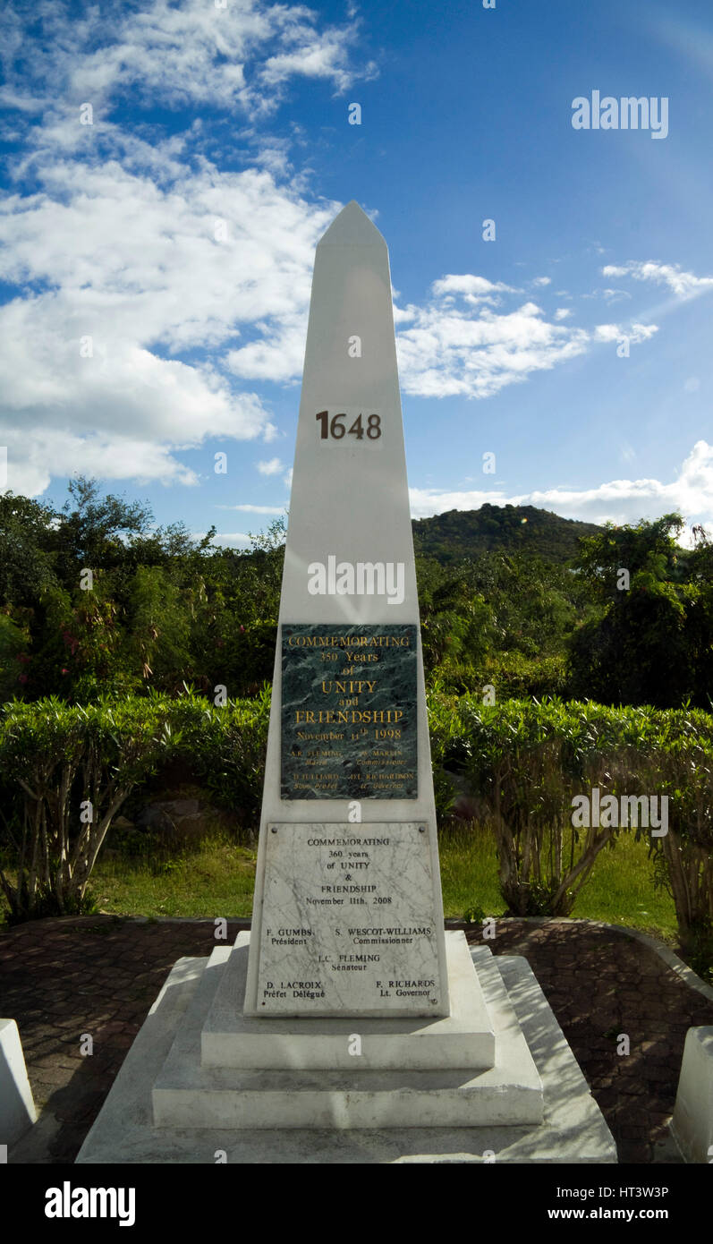 Border monument, St Maarten, Caribbean Stock Photo - Alamy