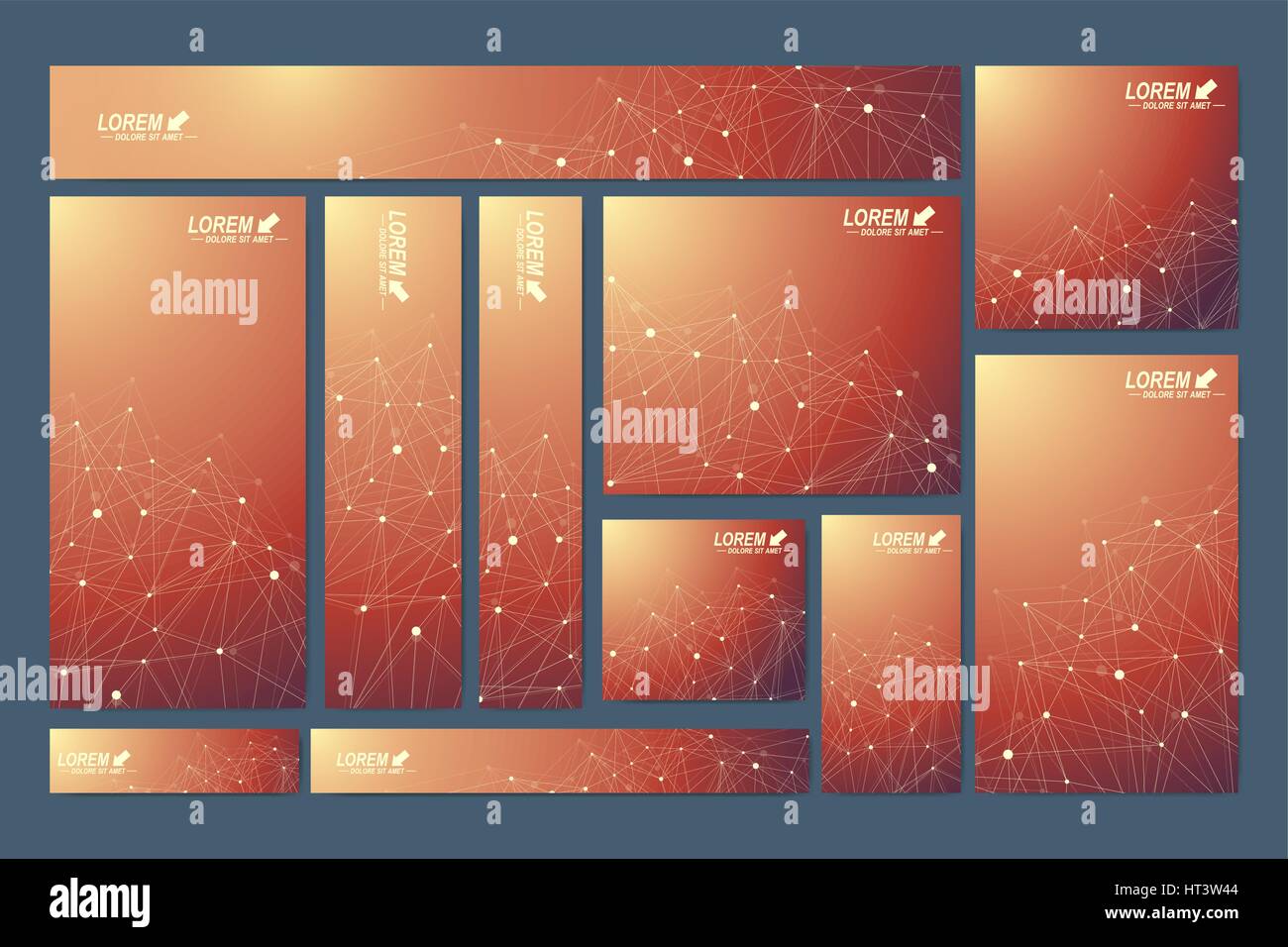 Scientific standard size banners. Geometric abstract presentation ...