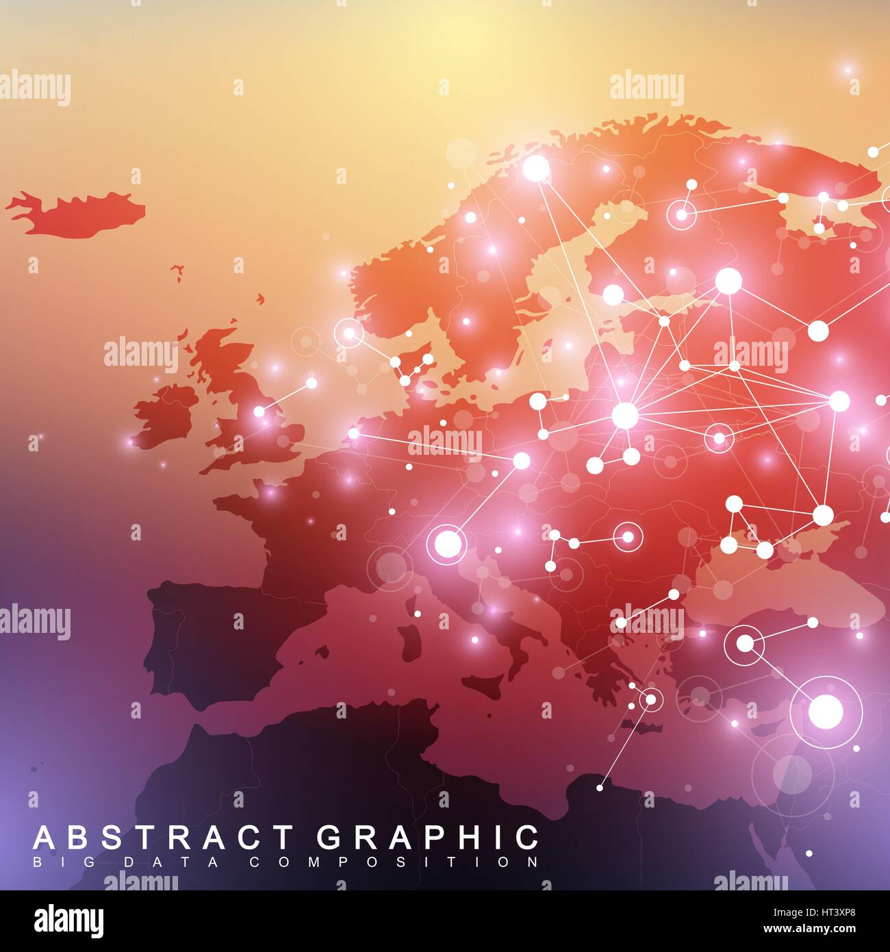 Geometric graphic background communication with Europe Map. Big data ...