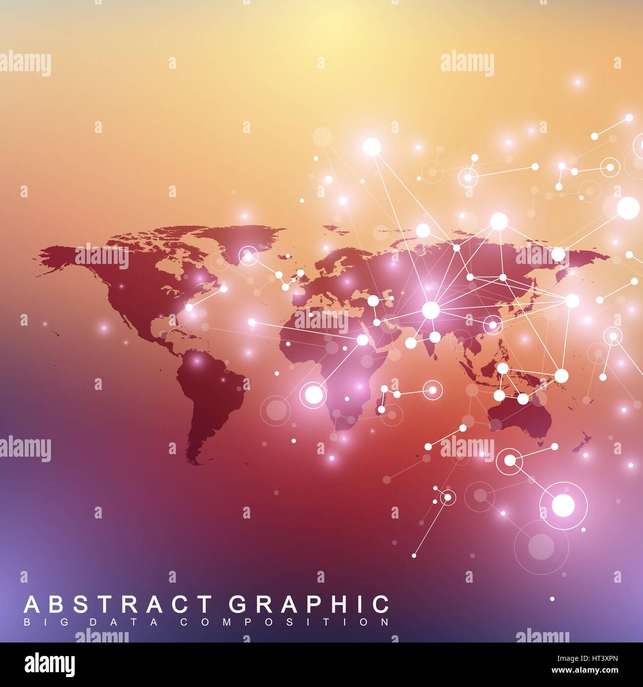 Political World Map with global technology networking concept. Digital ...