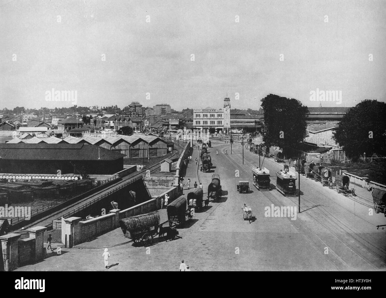 'View Towards the Pettah or Native Quarter, Colombo, Showing Khan Clock ...