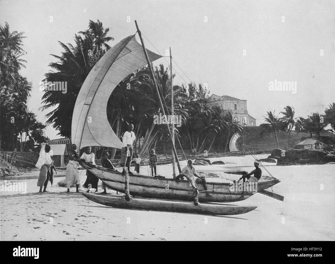 'Outrigger Fishing Canoe at Mount Lavinia Sea Shore', c1890, (1910 ...