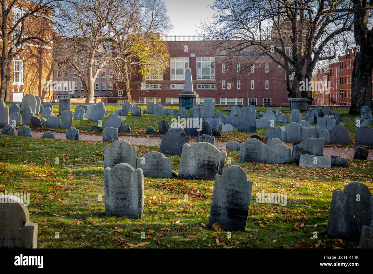 Copp's Hill Burying Ground cemetery and Old North Church - Boston, Massachusetts, USA Stock ...