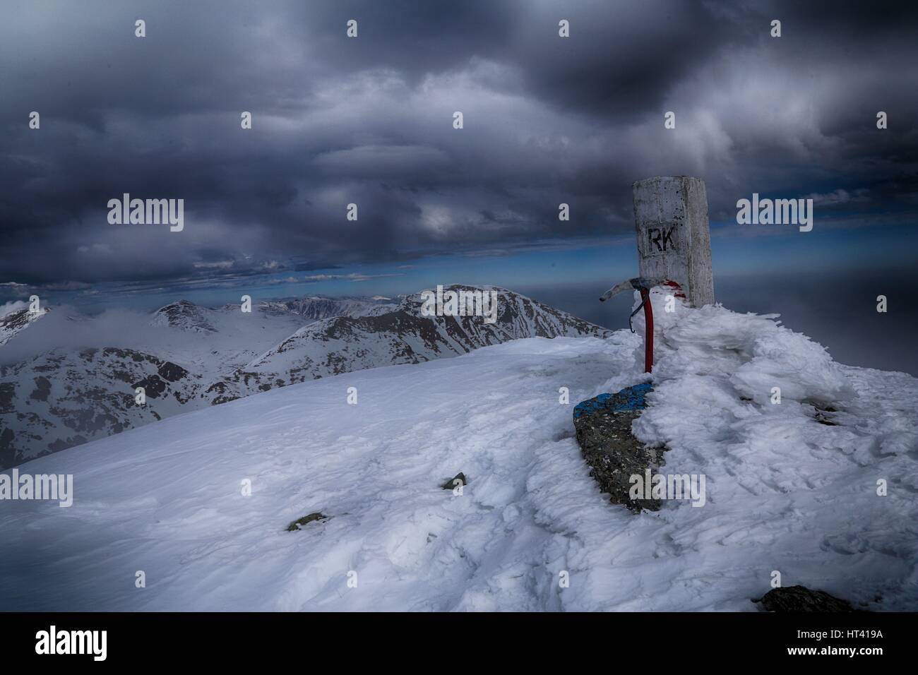 Ice axe on top of Rudoka / Maja e Njeriut the highest peak of Kosovo on ...