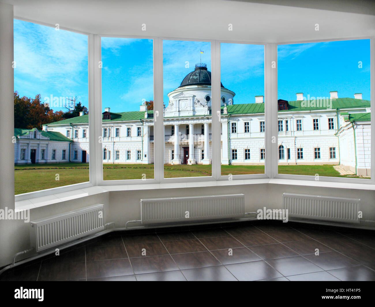 big window with view to beautiful palace Stock Photo - Alamy