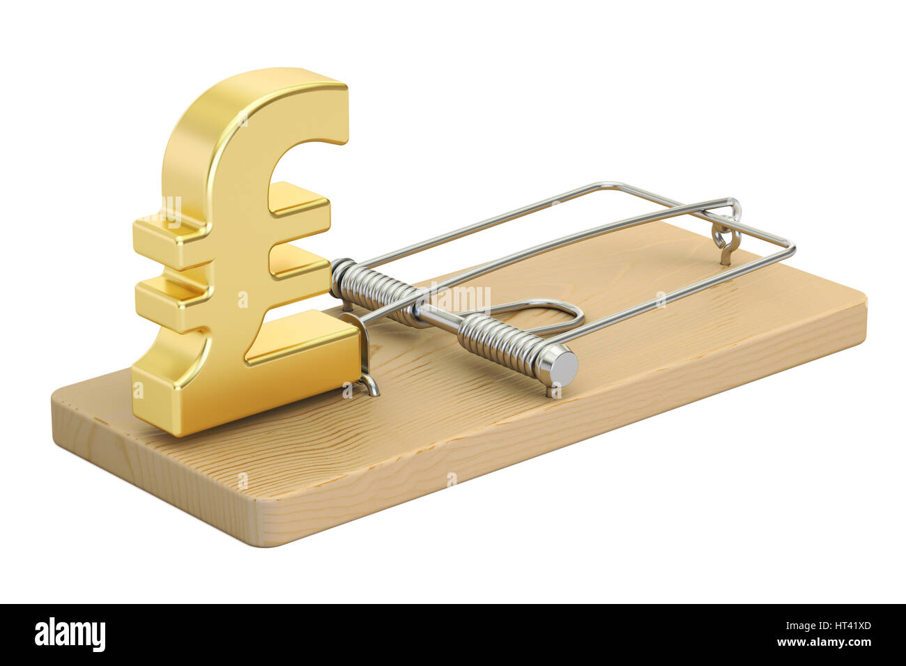 mousetrap with pound sterling sign, 3D rendering isolated on white ...