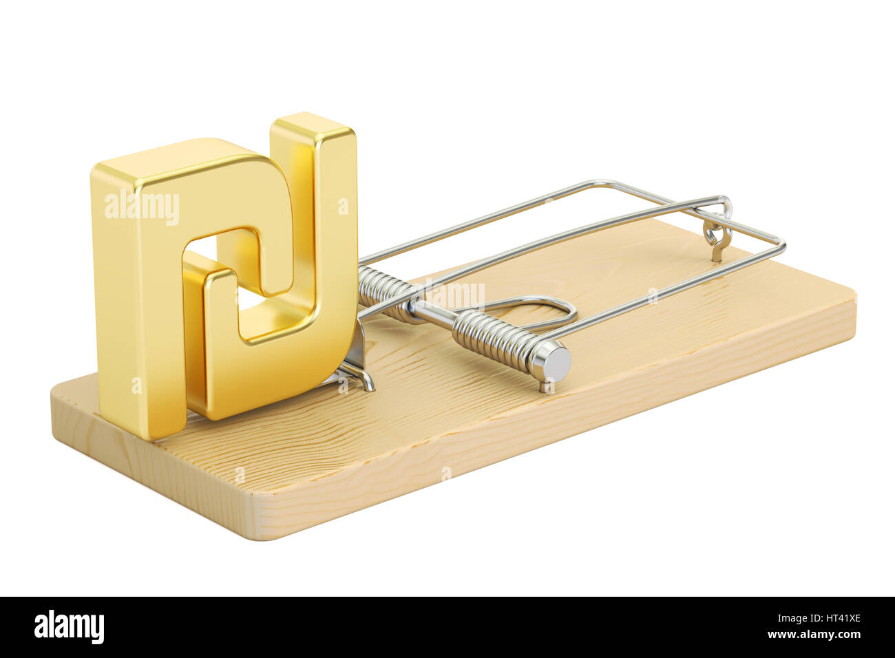 mousetrap with symbol of shekel, 3D rendering isolated on white ...