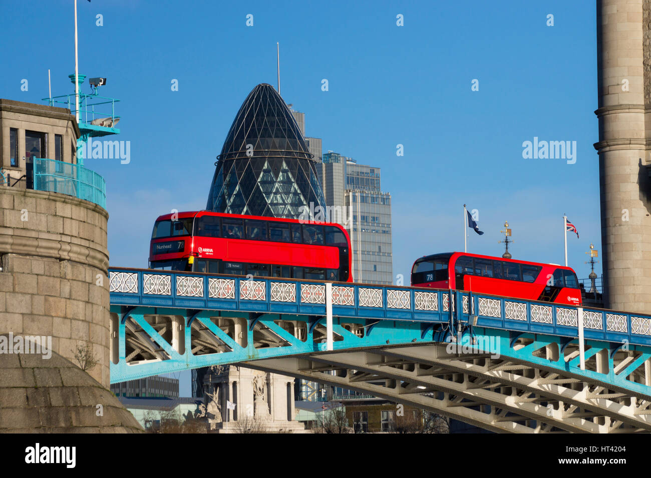 europe, UK, England, London, Tower Bridge red bus Stock Photo - Alamy