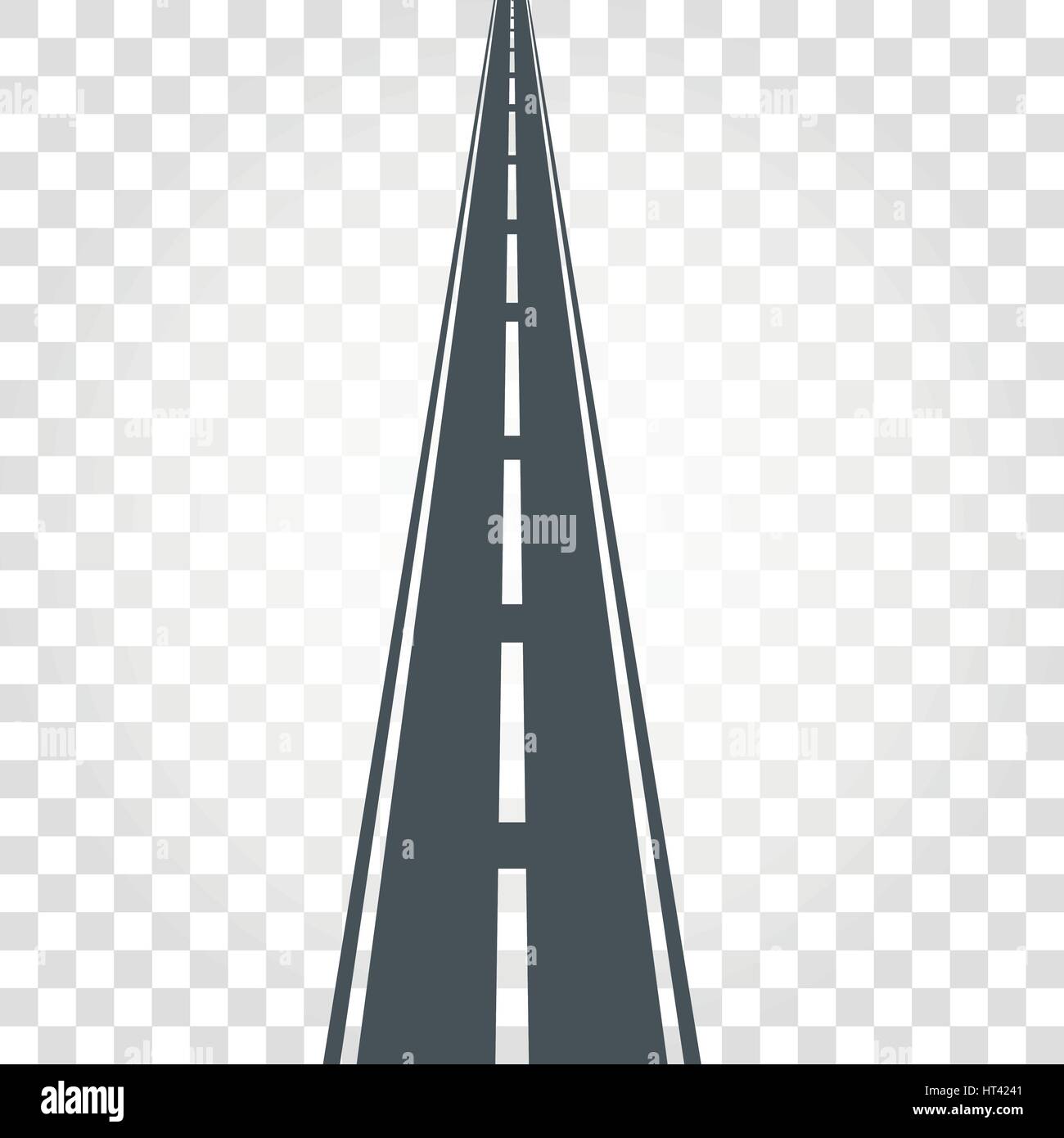 Isolated black color road or highway with dividing markings on ...