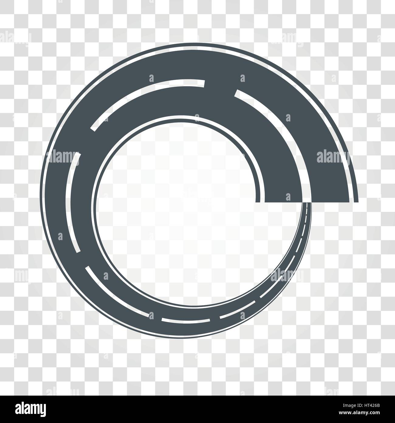 Isolated black color road or highway with dividing markings on ...