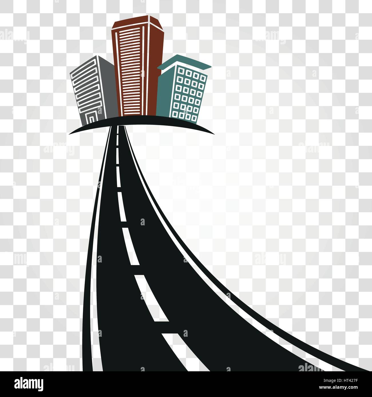 Isolated abstract empty highway with dividing marking and colorful ...