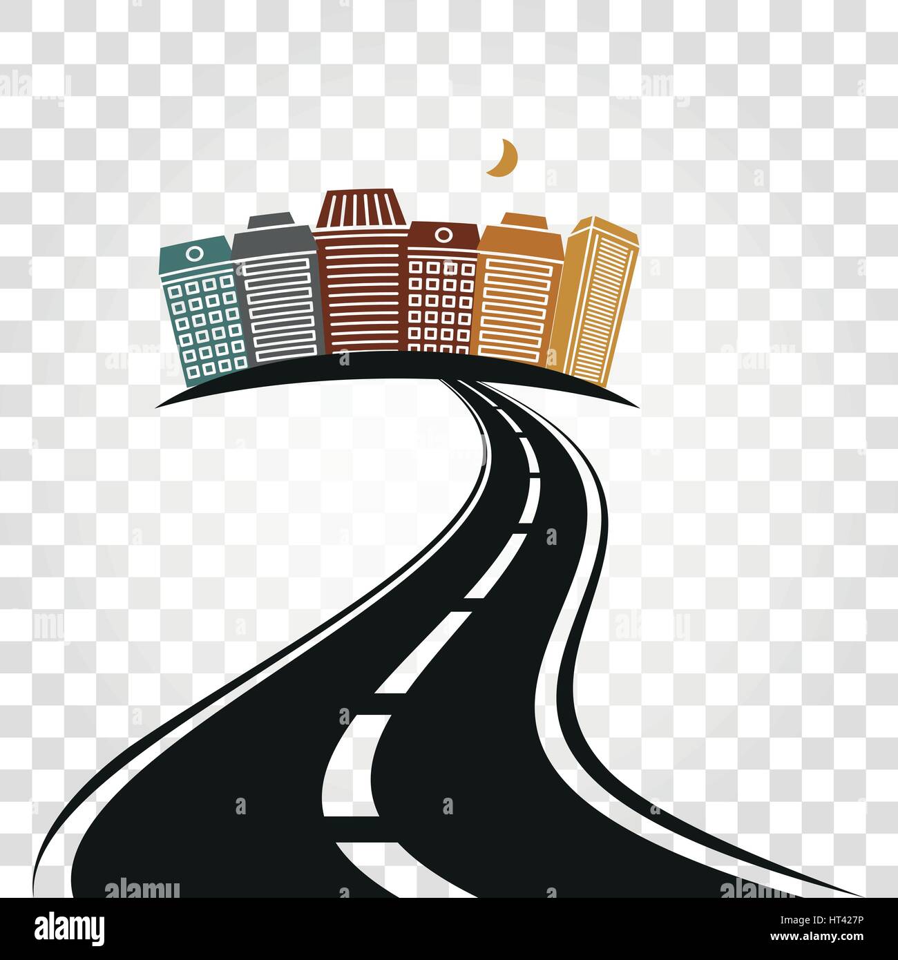 Isolated abstract empty highway with dividing marking and colorful ...