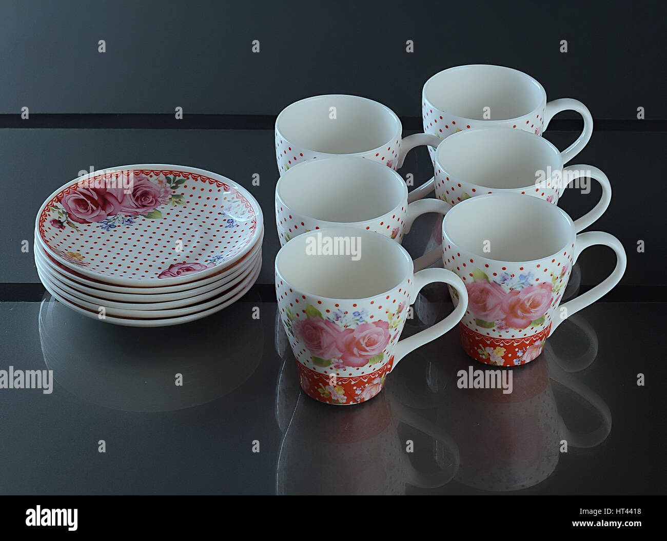Set of six porcelain cups of coffee with texture Stock Photo - Alamy
