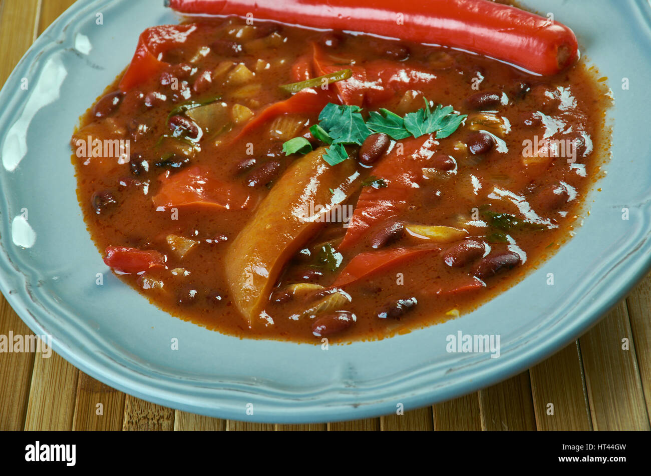 Firehouse Chili -Winter recipe stew of beans Stock Photo - Alamy