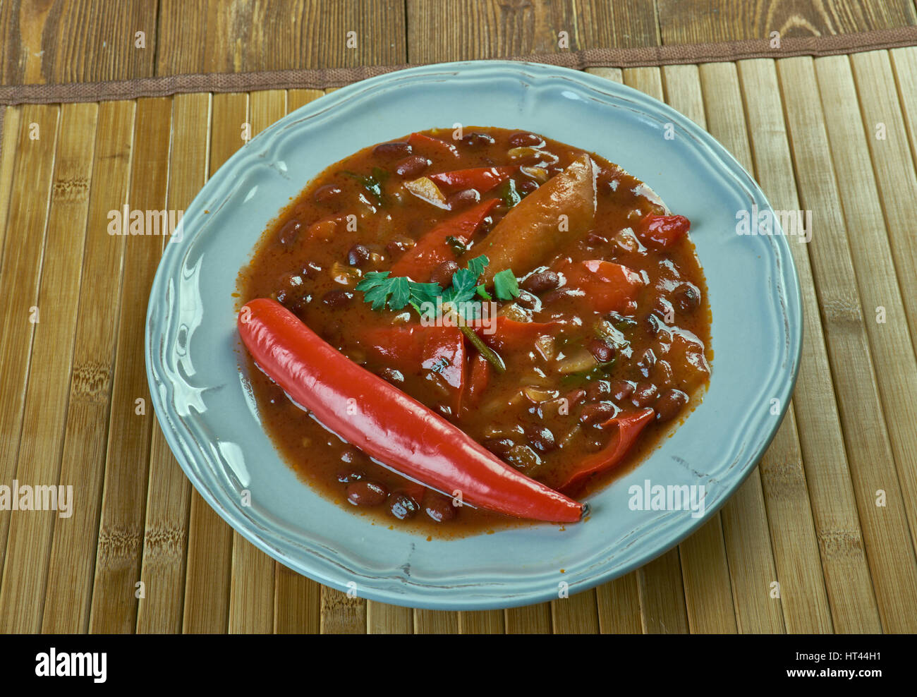 Firehouse Chili -Winter recipe stew of beans Stock Photo - Alamy