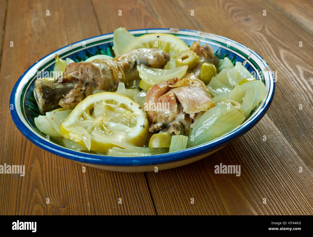 Djej bil Besla - algerian dish chicken with saffron and olives Stock ...