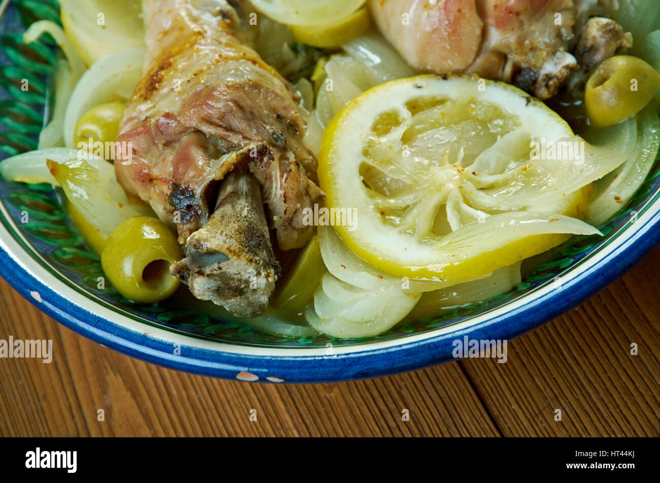 Djej bil Besla - algerian dish chicken with saffron and olives Stock ...