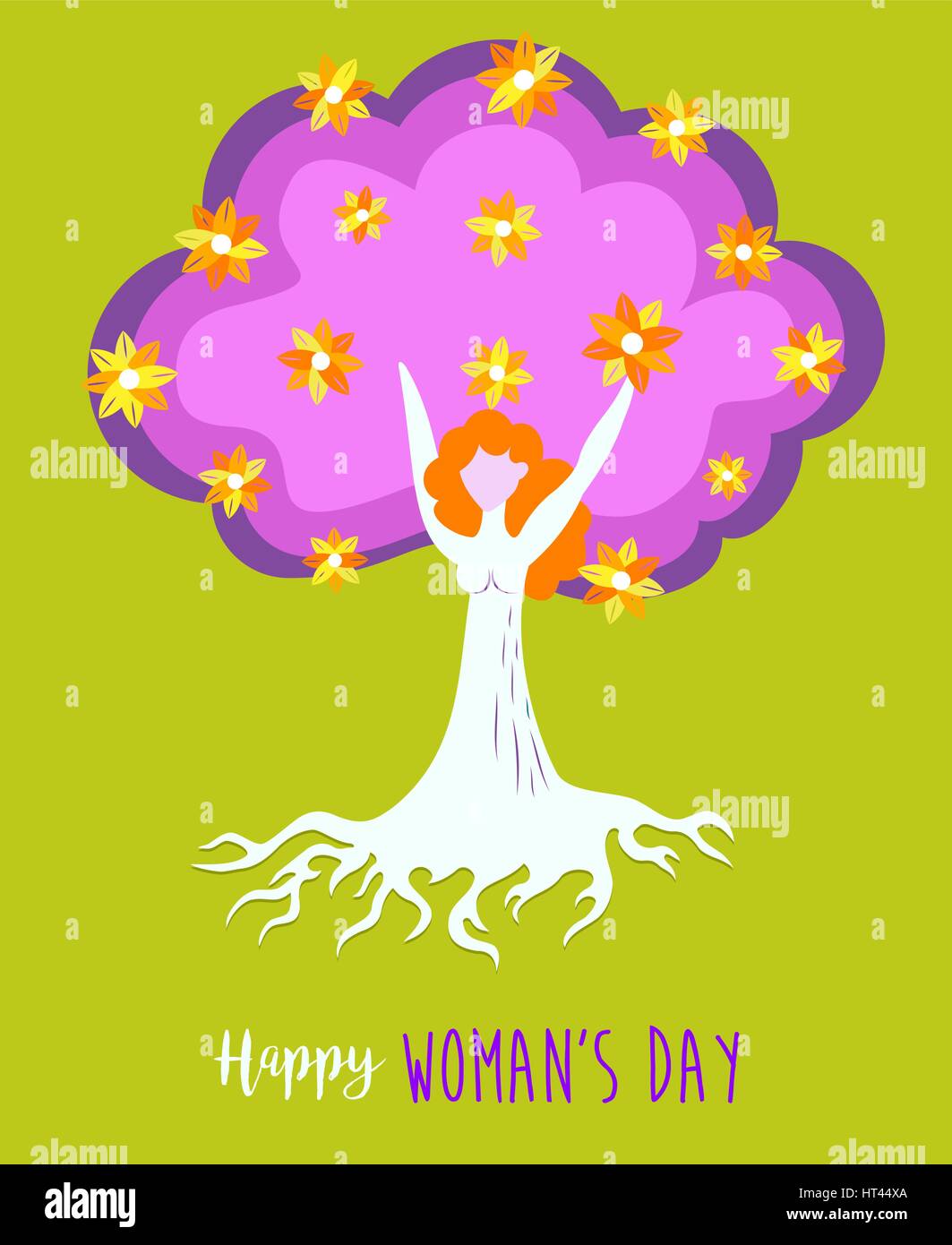 Happy International 8 March Womens Day Illustration Of Woman As Floral