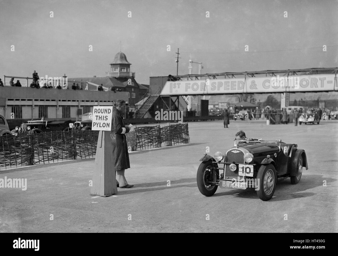 Morgan 4/4 competing in the JCC Rally, Brooklands, Surrey, 1939. Artist ...