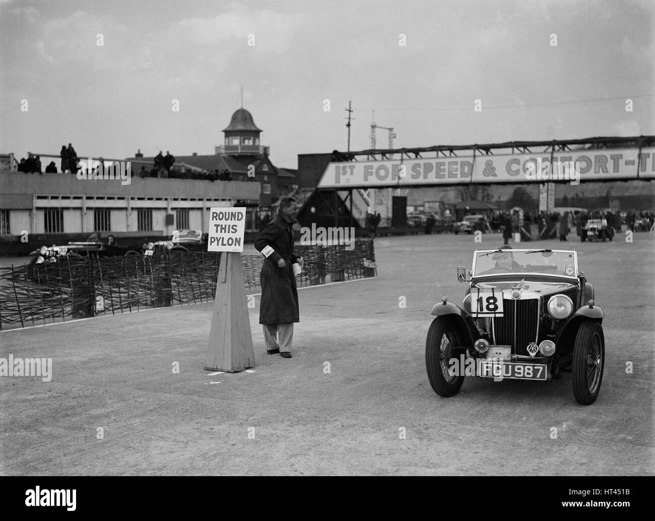 MG TA competing in the JCC Rally, Brooklands, Surrey, 1939. Artist ...