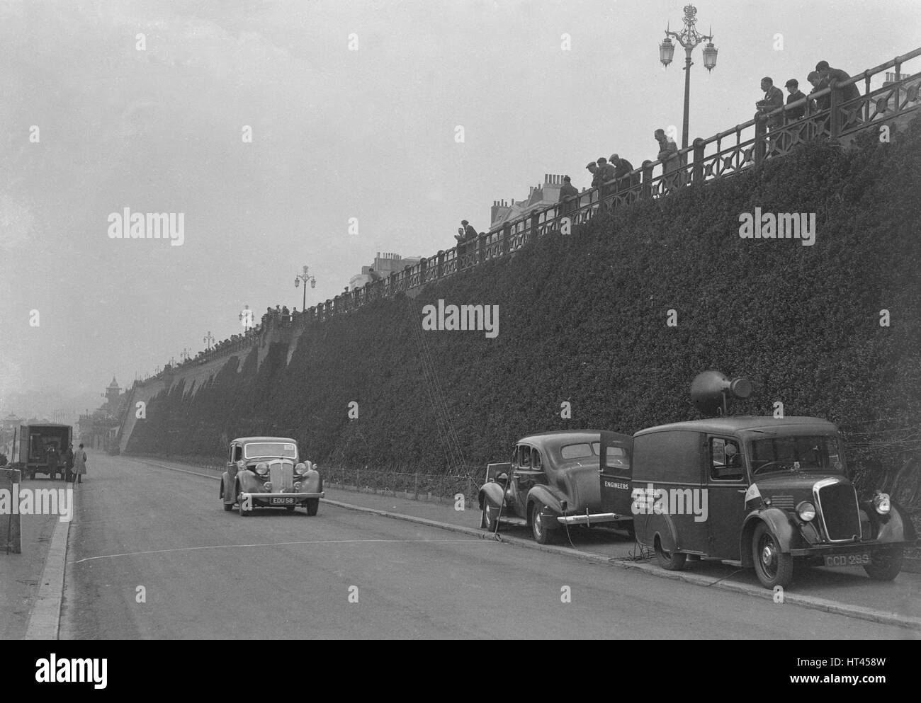 Daimler of CM Simpson and a Morris loudspeaker van on Madeira Drive ...