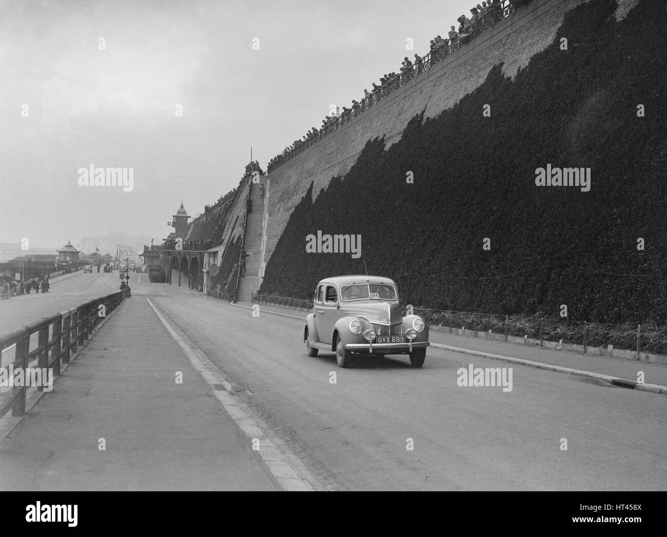 Ford V8 of CGH Barraclough on Madeira Drive, Brighton, RAC Rally, 1939 ...