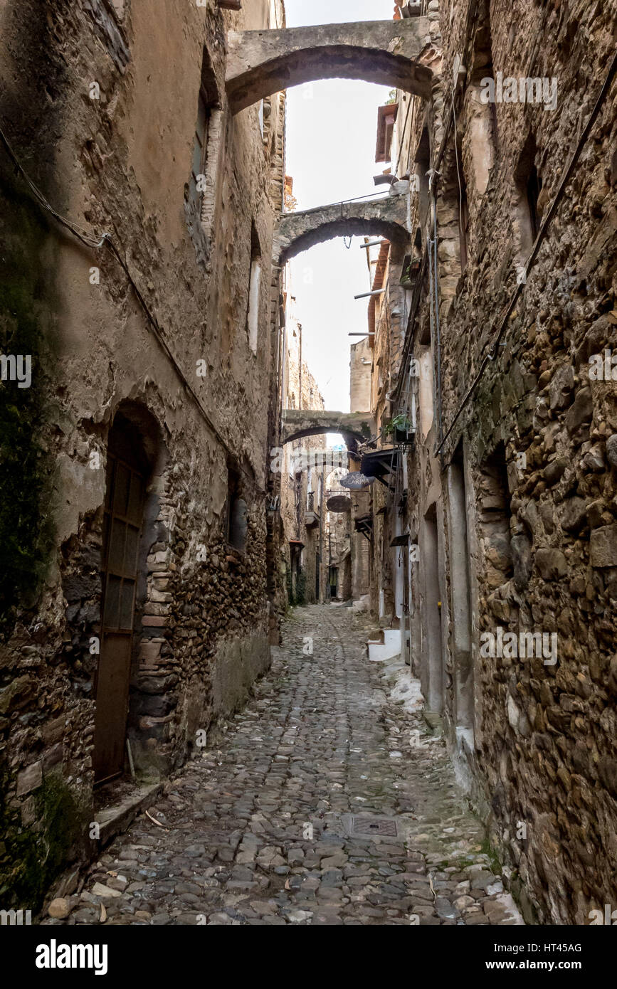 The once-abandoned village of Bussana Vecchia in Liguria, Italy Stock ...