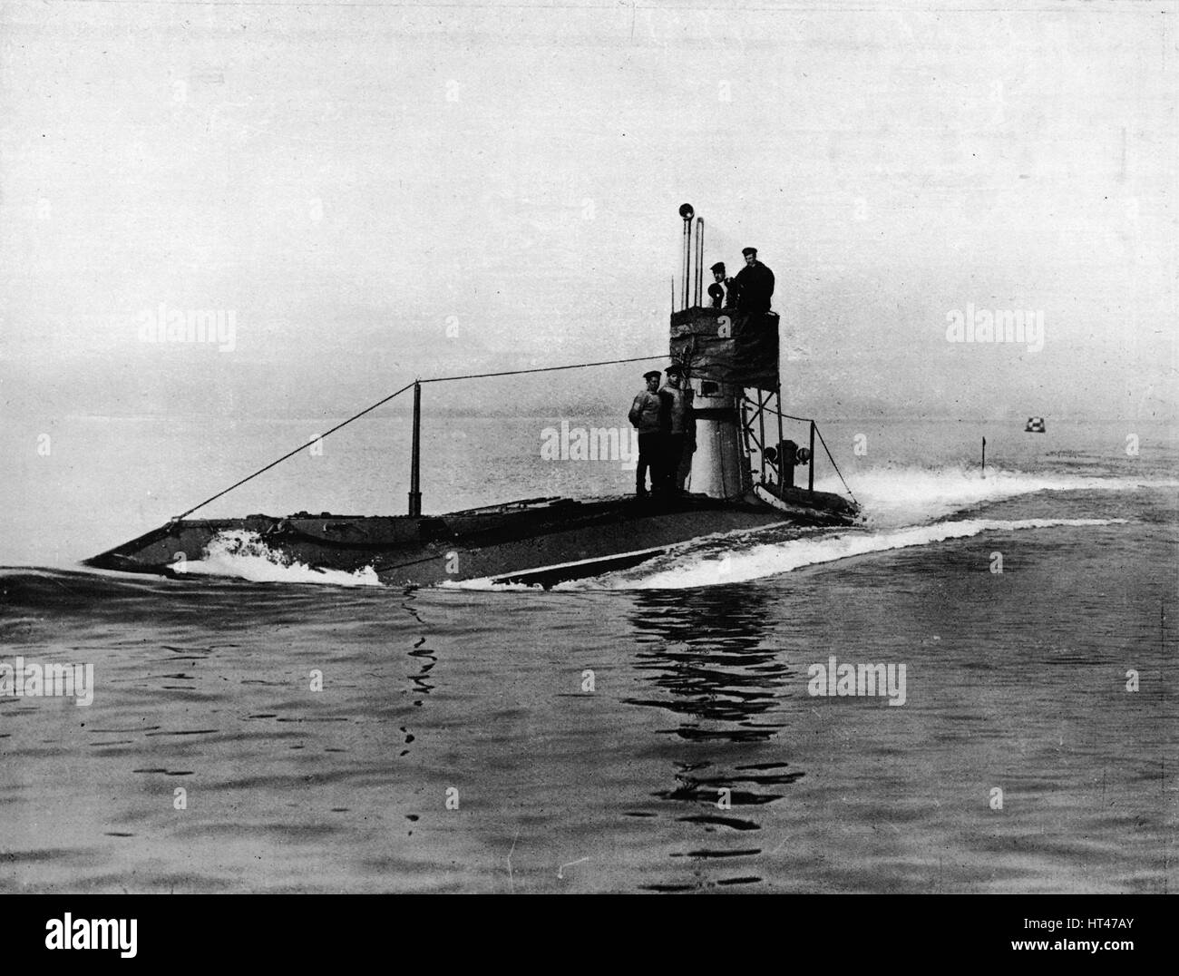 'A British submarine running on the surface of the water', 1914. Artist ...