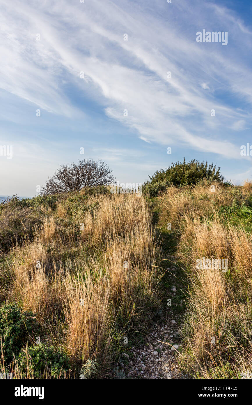 Pathway over the top of Afionas bay in Corfu Greece Stock Photo - Alamy