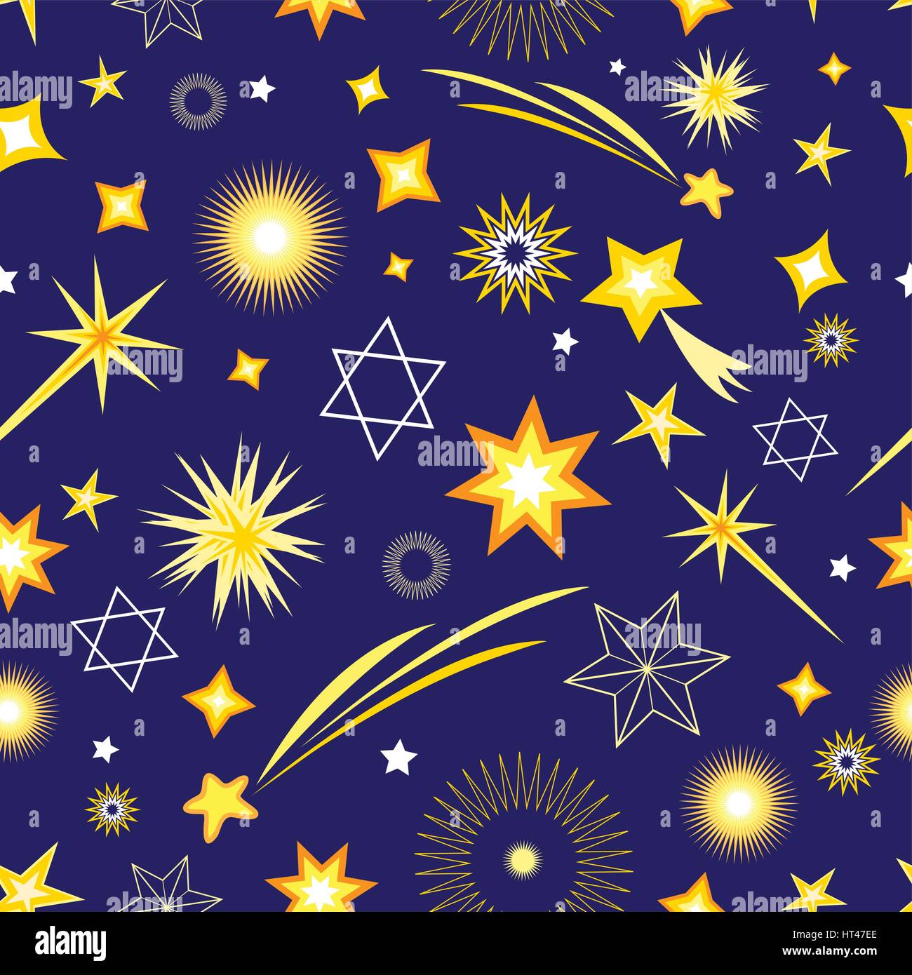 Seamless bright pattern from different stars on a blue background Stock ...