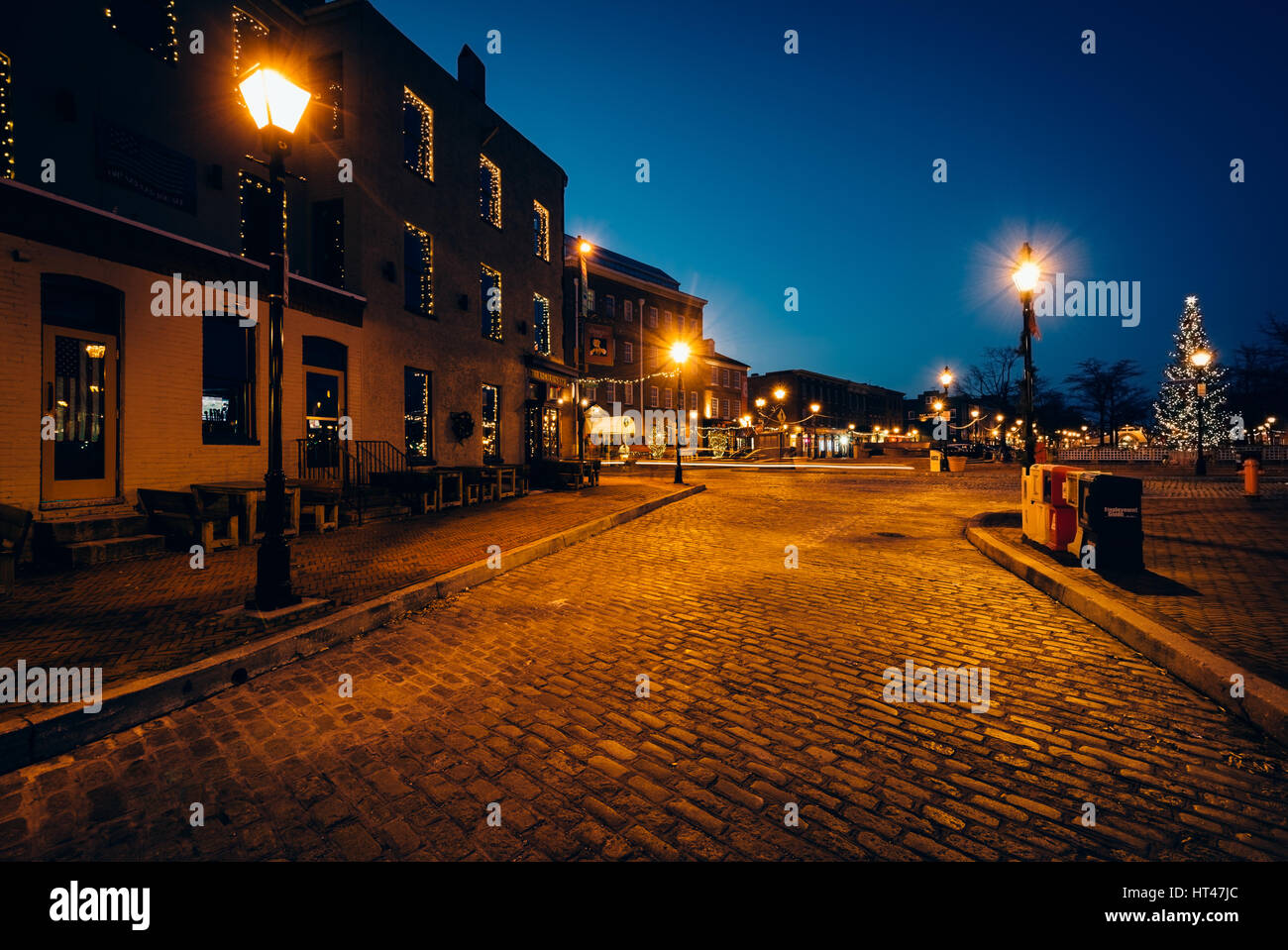 South Broadway at night, in Fells Point, Baltimore, Maryland Stock ...