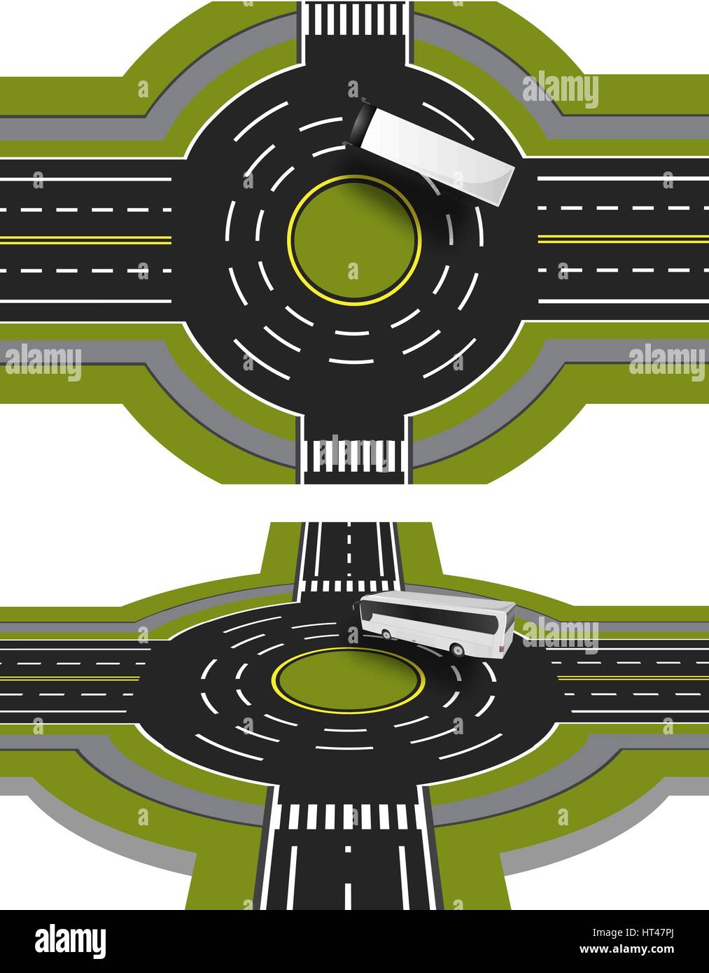 Showed a bus at the crossroads with a circular motion with the marking ...