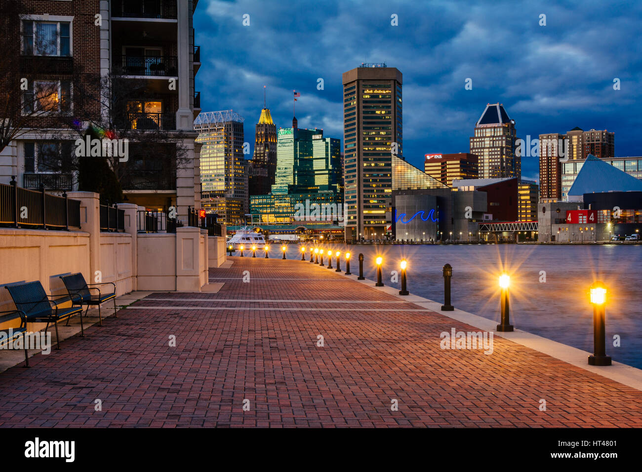 The Waterfront Promenade and Baltimore skyline seen at the Inner Harbor ...