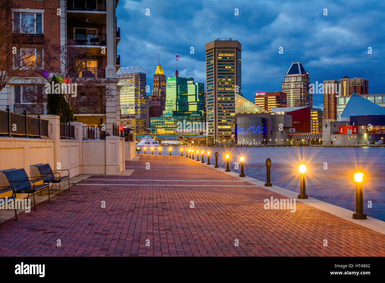 The Waterfront Promenade and Baltimore skyline seen at the Inner Harbor ...