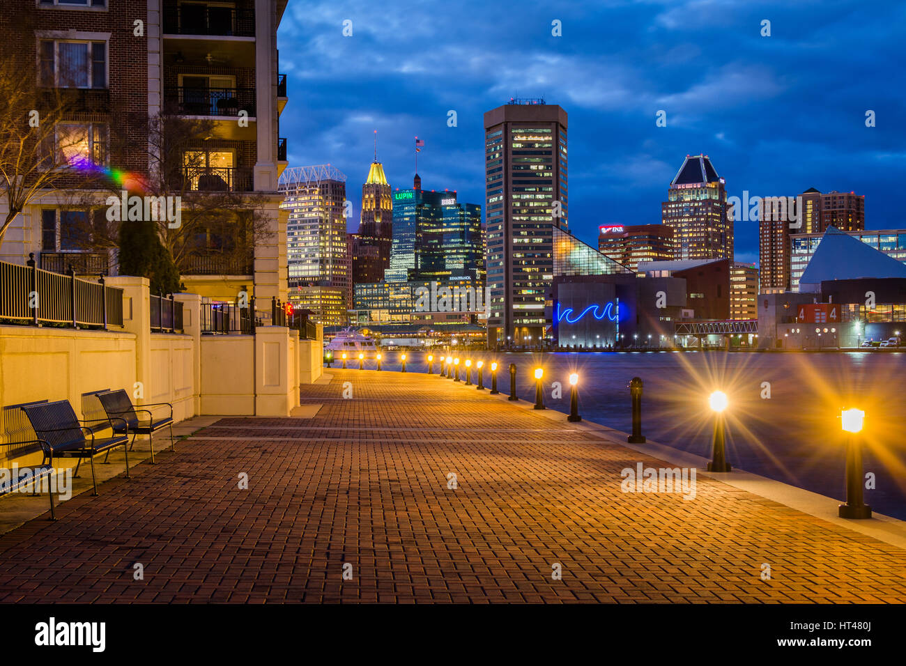 The Waterfront Promenade and Baltimore skyline seen at the Inner Harbor ...