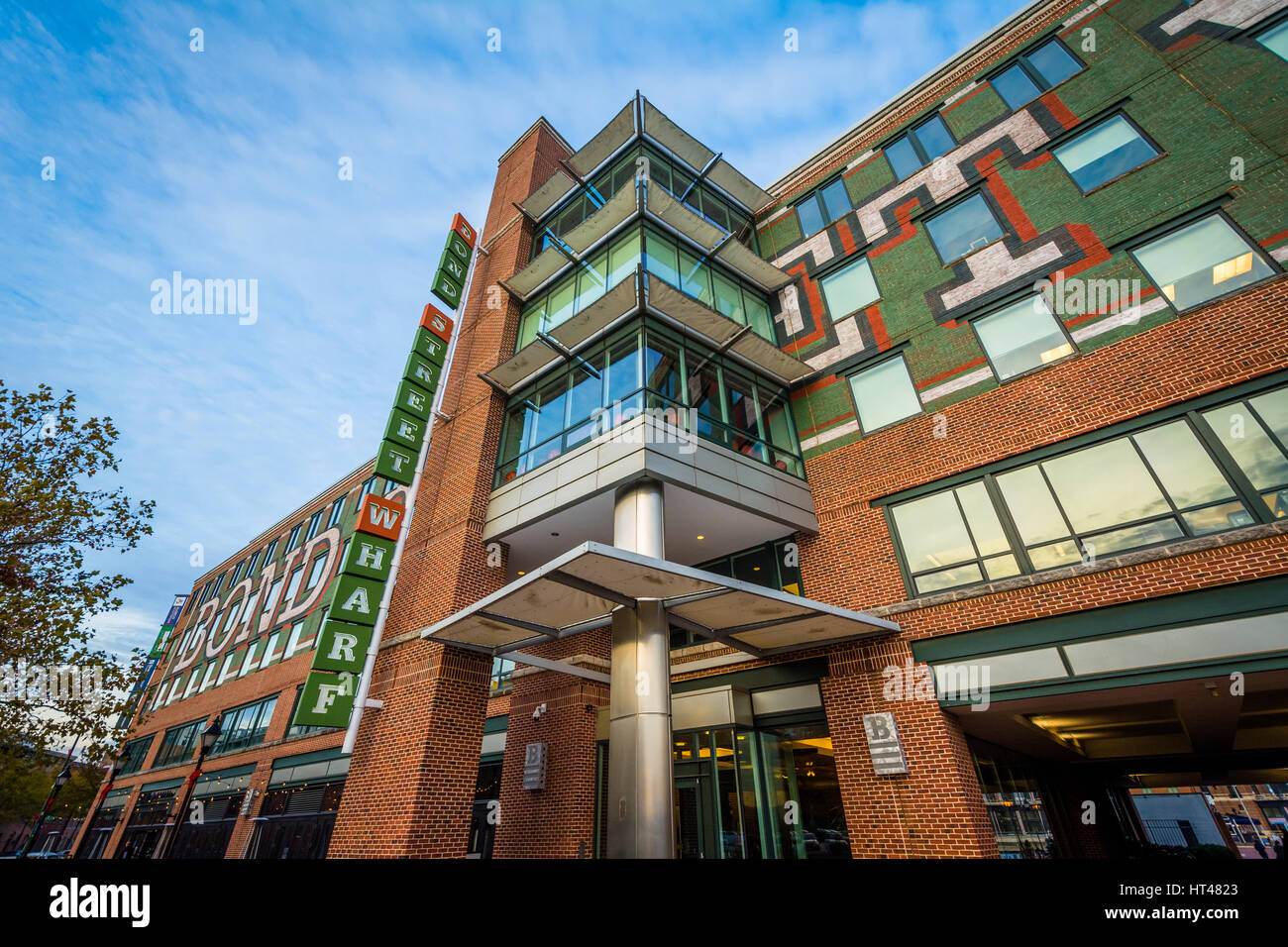 The exterior of Bond Street Wharf, in Fells Point, Baltimore, Maryland ...
