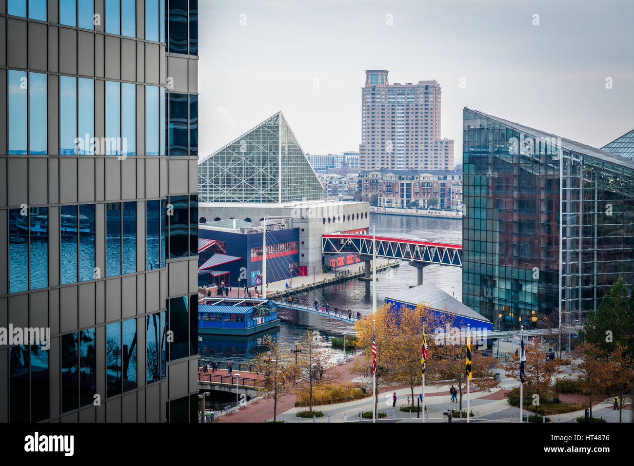 View of the National Aquarium and buildings at the Inner Harbor, in ...