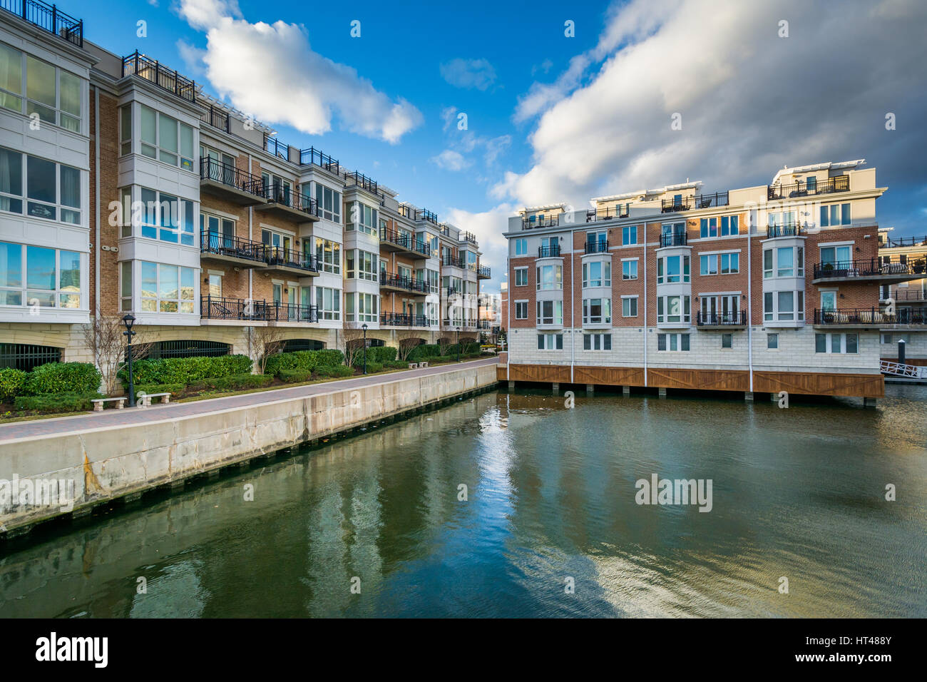 Waterfront residences at the Inner Harbor, in Baltimore, Maryland Stock ...