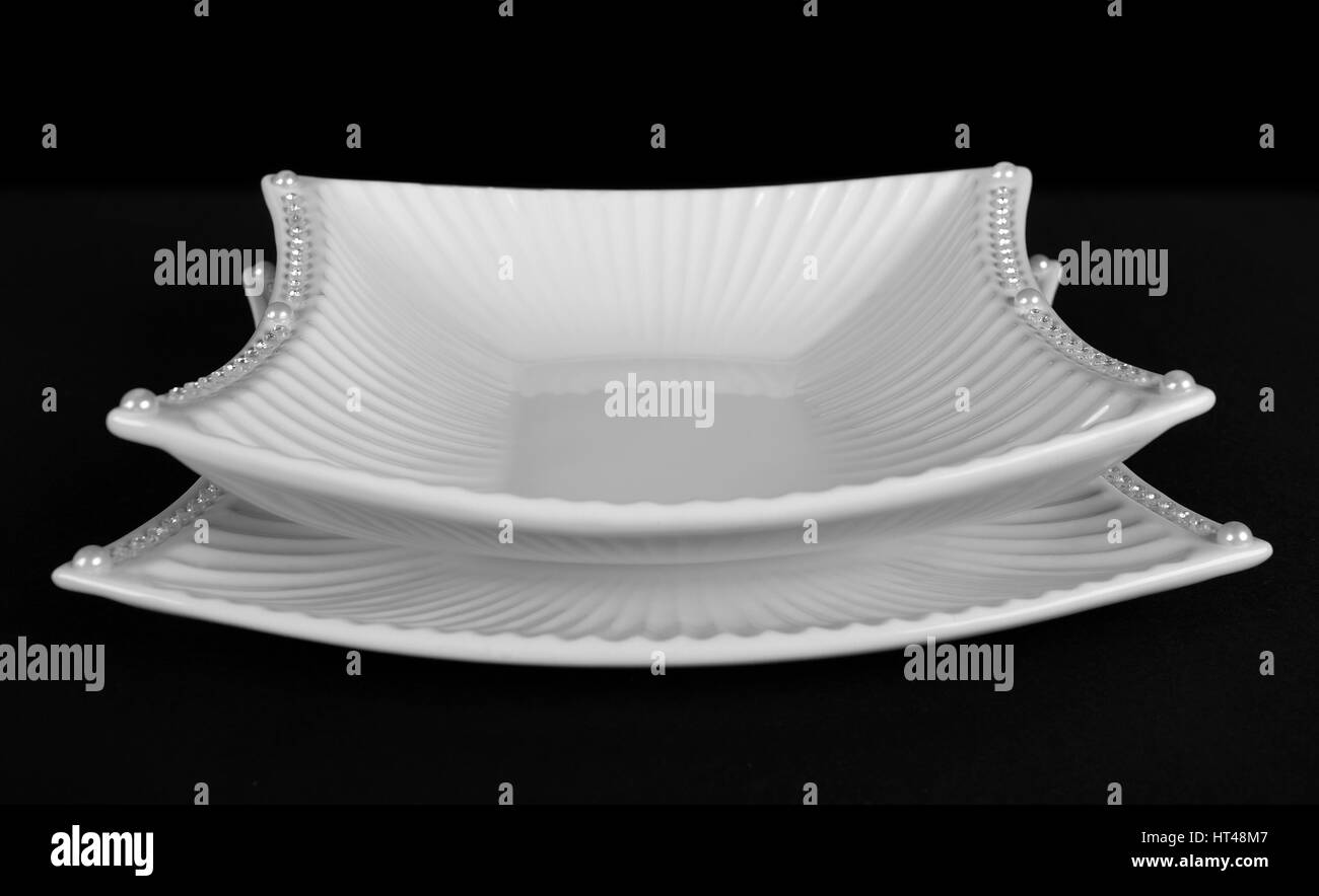 Set of two decorative porcelain bowls. Top view Stock Photo - Alamy