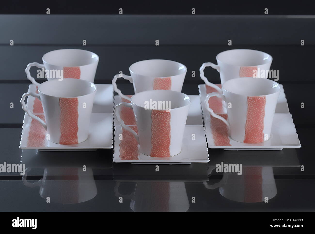 Set of six porcelain cups of coffee with texture Stock Photo - Alamy