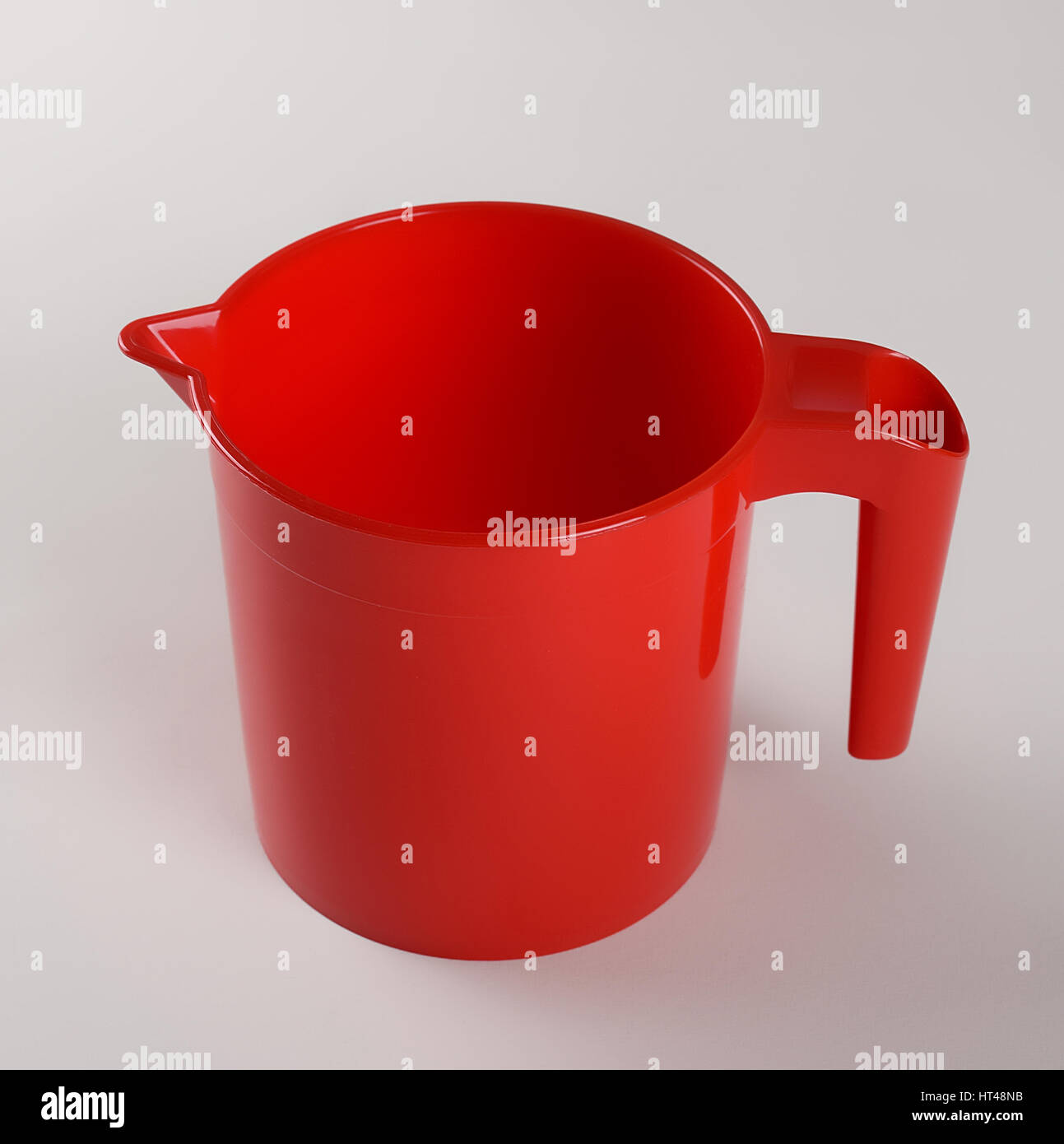 Empty red plastic mug with handle, top view Stock Photo - Alamy