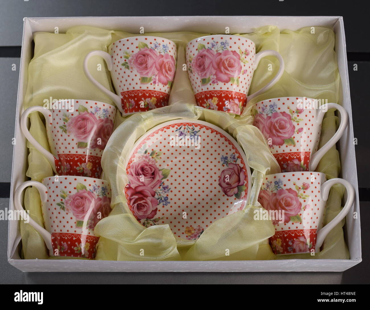 Set of six porcelain cups of coffee with texture Stock Photo - Alamy