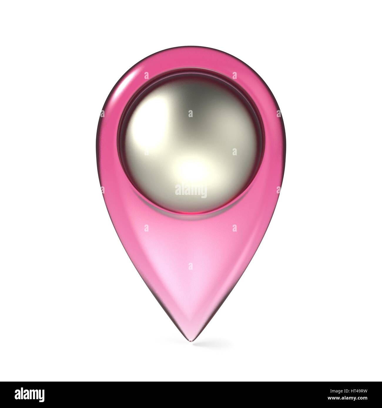 Pink map pointer 3D render illustration isolated on white background ...