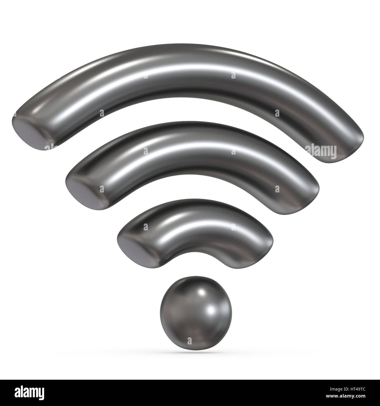 Metal grey WiFi sign 3D render illustration isolated on white ...