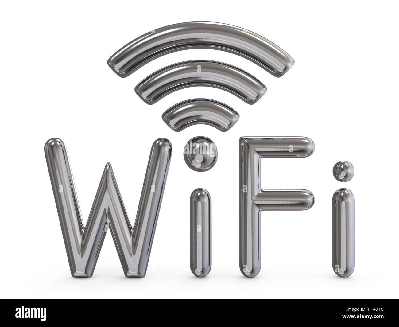 Metal grey WiFi sign 3D render illustration isolated on white ...