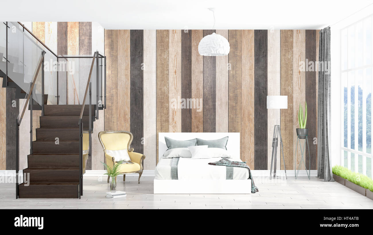 Modern bright interior . 3D rendering Stock Photo - Alamy