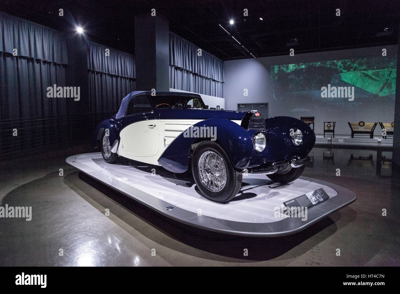 Los Angeles, CA, USA — March 4, 2017: White and dark blue 1939 Bugatti ...