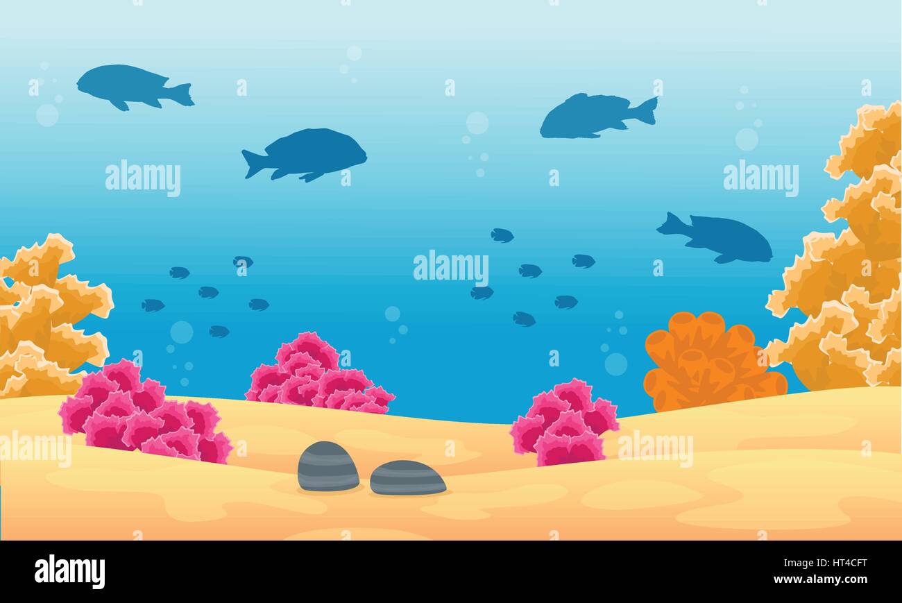 Beauty landscape ocean with fish and reef Stock Vector Image & Art - Alamy